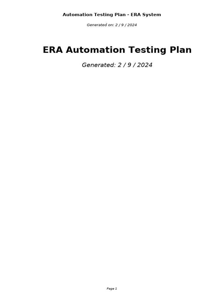 ERA Automation Testing Plan | PDF