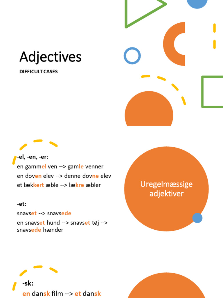 Adjectives Difficult Cases | PDF