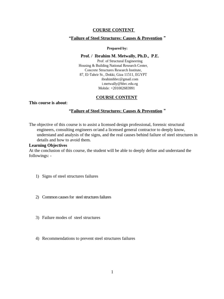 Failure of Steel Structures | PDF