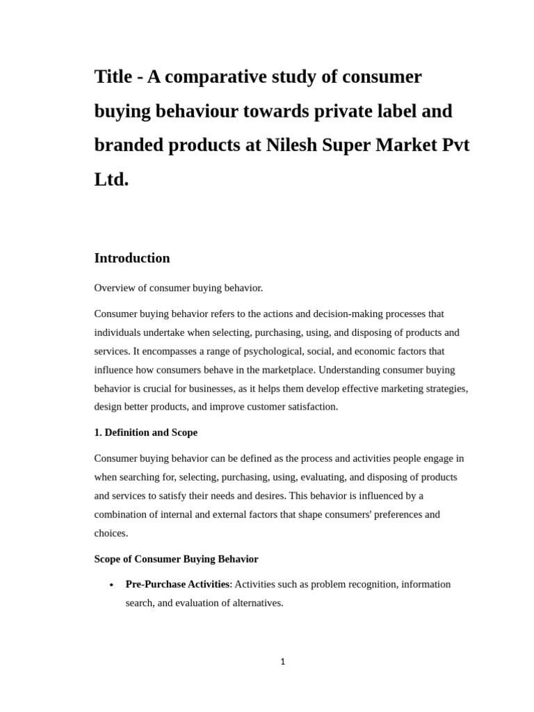 Title - A Comparative Study of Consumer Buying Behaviour Towards ...