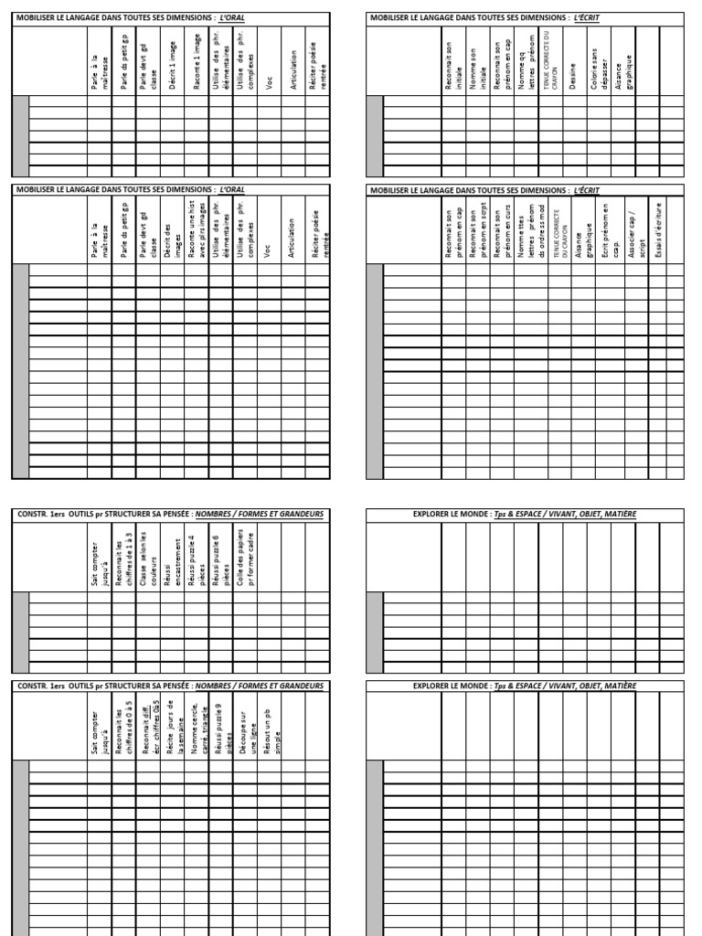 Fiche Evaluations Moedel A Suivre - Grilles Eval Quot Ms Gs 1 Vierges | PDF