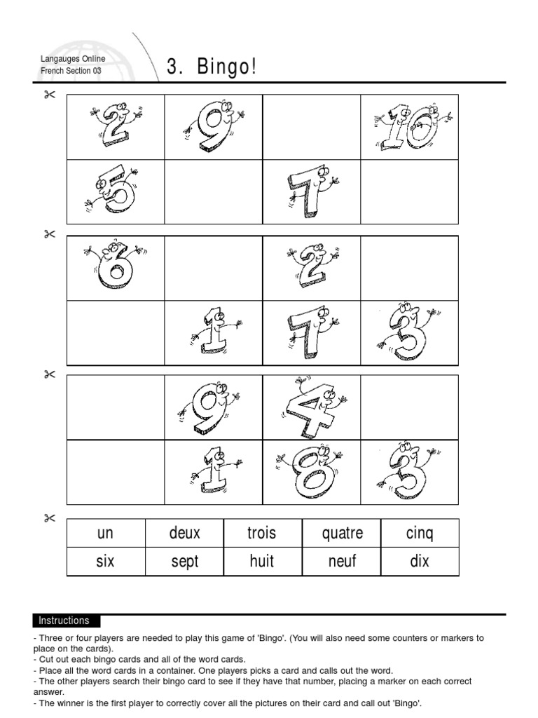 French Bingo Game Instructions | PDF
