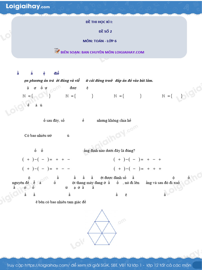 De Kiem Tra Hoc Ki 1 Toan 6 de So 2 Chan Troi Sang Tao 1669625313 1 2 | PDF