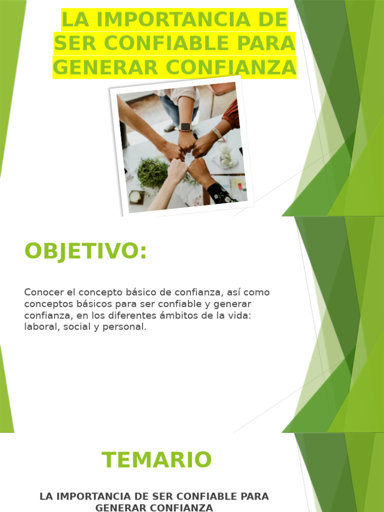 La Importancia de Ser Confiable para Generar Confianza | PDF