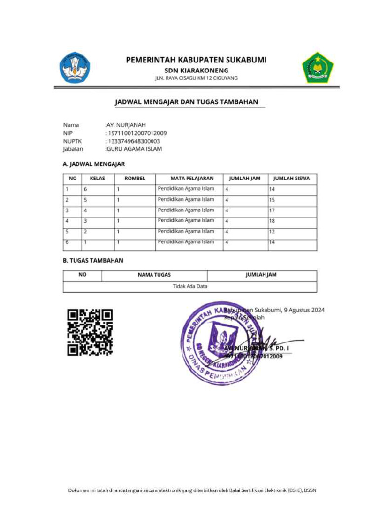 Contoh Jadual Kehadiran Pada Siaga Untuk Gpai | PDF