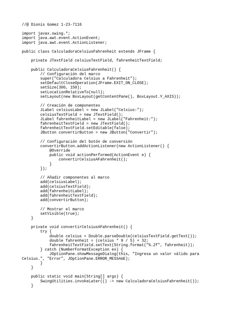 Celsius A Fahrenheit Code | PDF