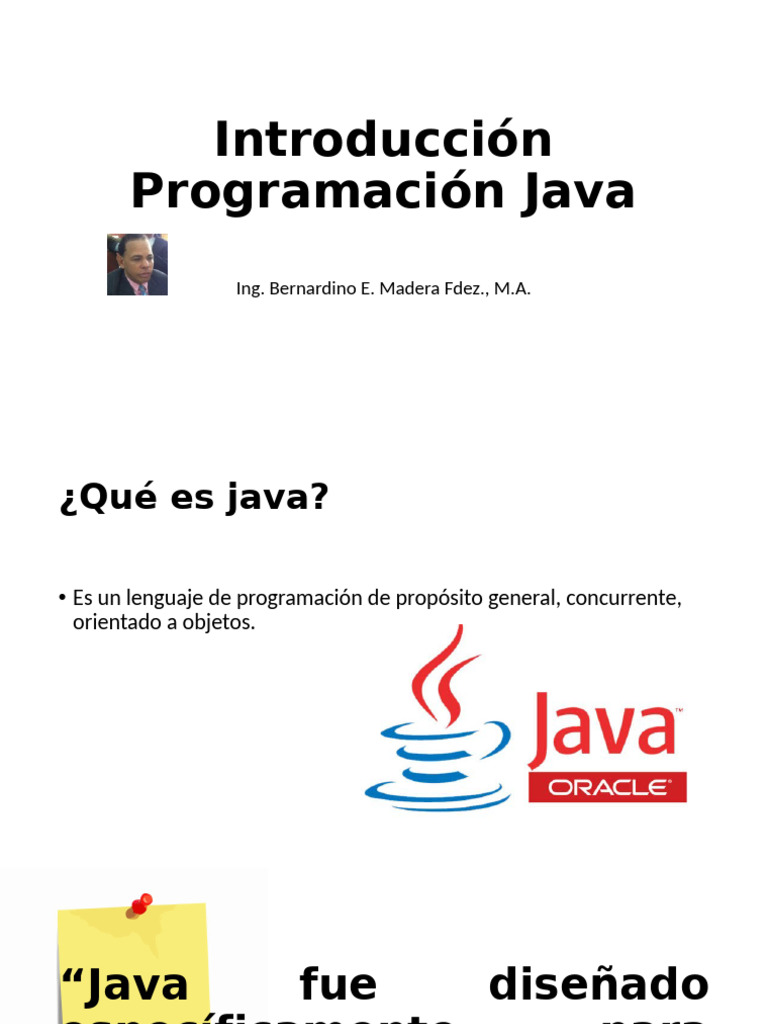 Introducción Programación Java: Ing. Bernardino E. Madera Fdez., M.A | PDF