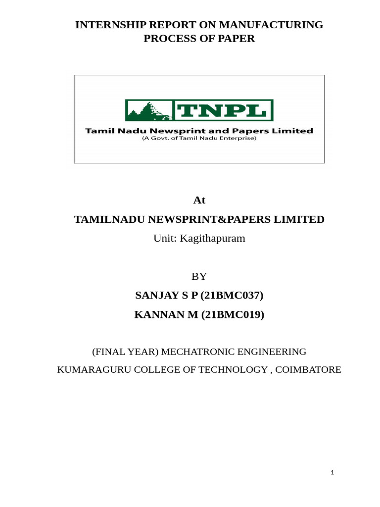 TNPL Internship Report | PDF