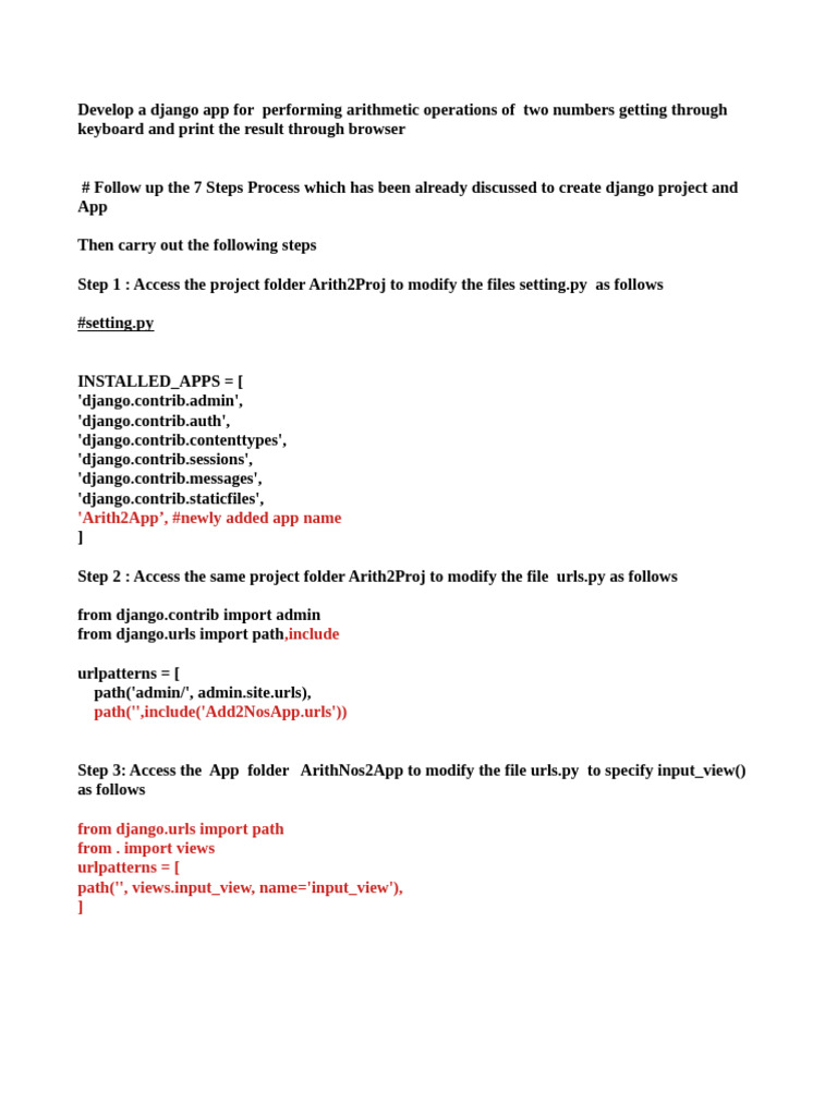 ADD Number Django APP | PDF