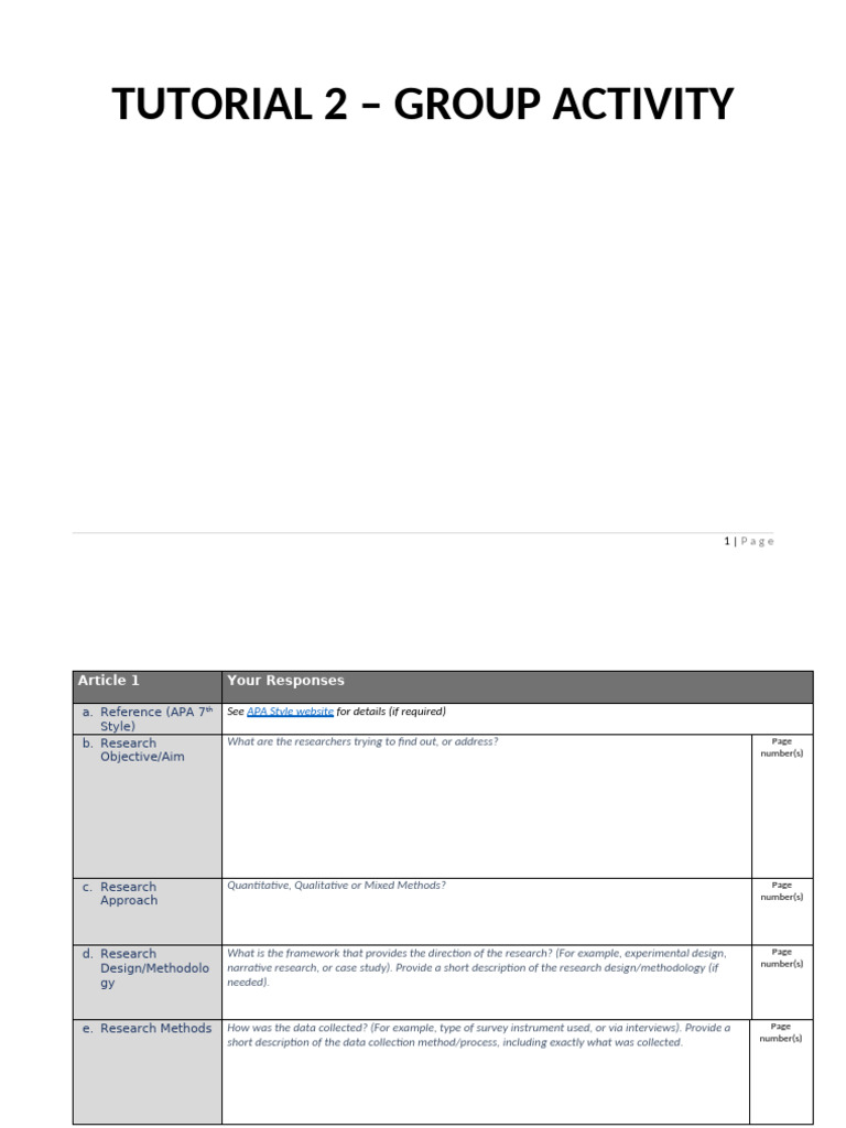 Tutorial 2 - Annotated Biblography - Template | PDF