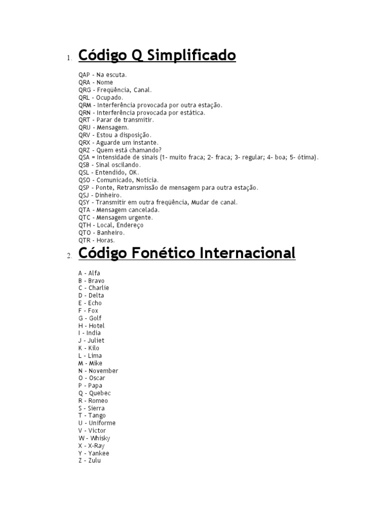 Código Q Simplificado | PDF | Radiodifusão | Engenharia de Telecomunicações
