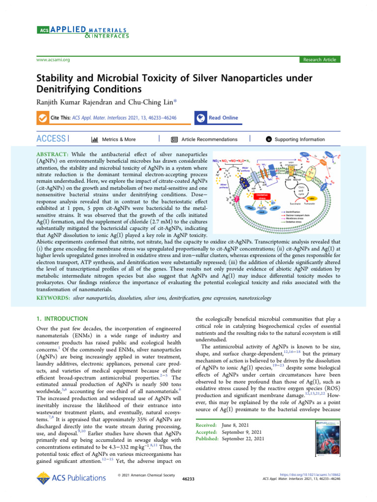 Rajendran Lin 2021 Stability and Microbial Toxicity of Silver ...