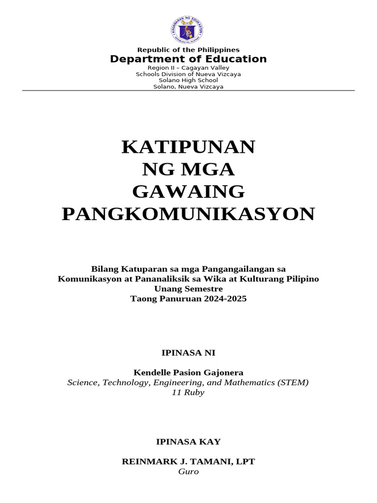 Sample Cover Page to Be Edited KPWKP | PDF