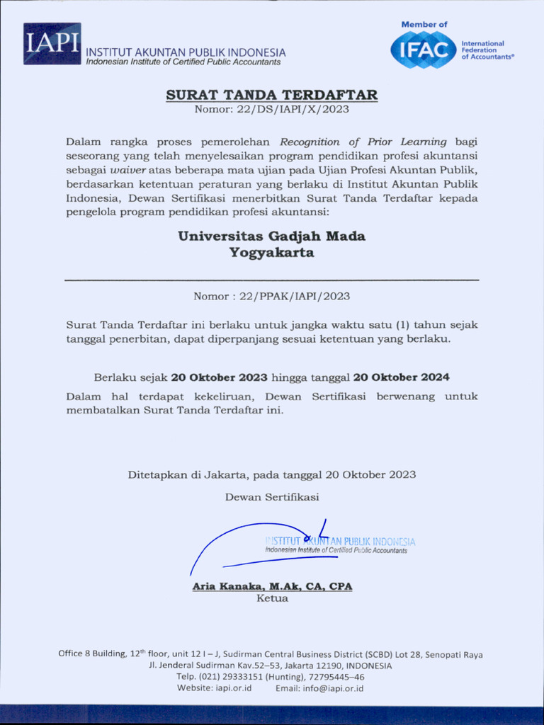 STTD PPAk UGM Perpanjangan | PDF