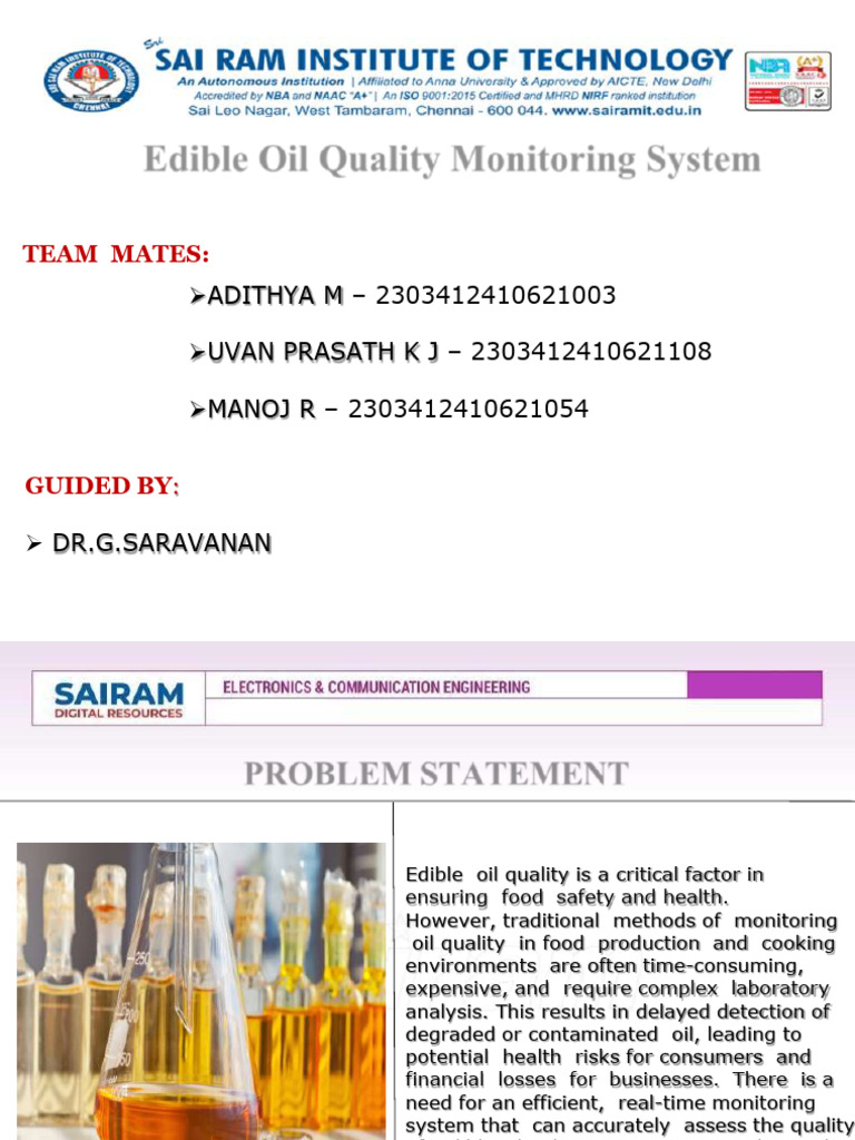 Real-Time Edible Oil Quality System | PDF | Automation | Wellness