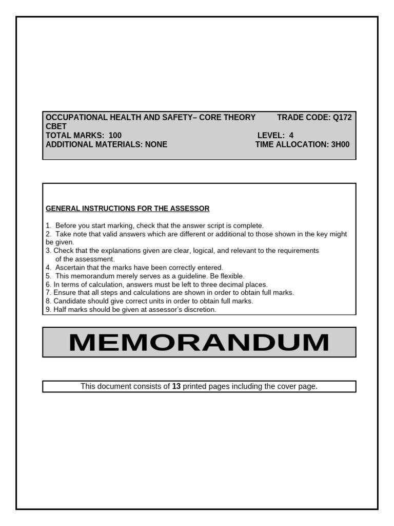 Occupational Health & Safety Memo | PDF | Occupational Safety And ...