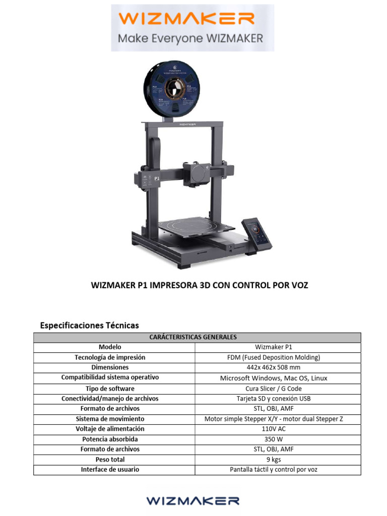 Ficha Tecnica Wizmaker P1 | PDF