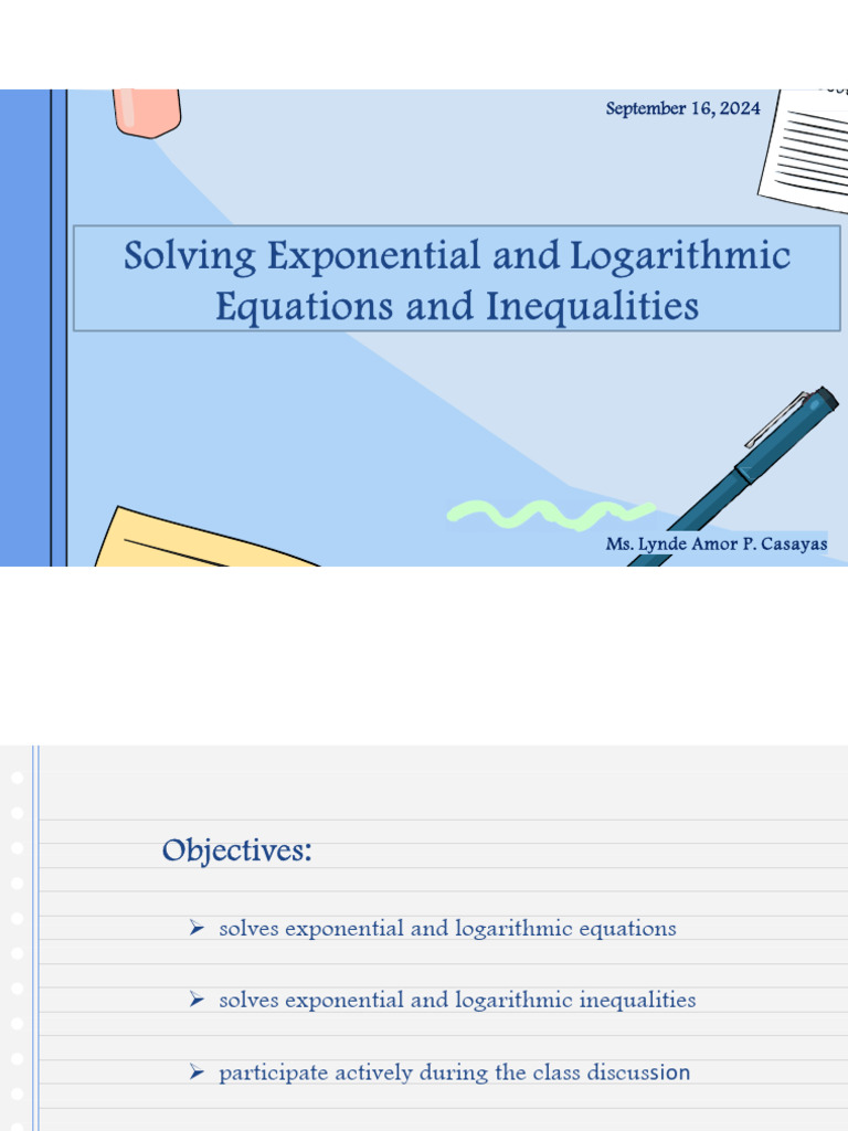 Solving-Exponential Logarithmic-Equations Inequalities | PDF | Exponential Function | Exponentiation