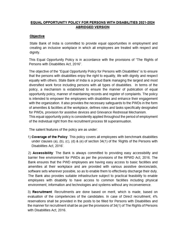 130422-Equal Opportunity Policy For PWD | PDF