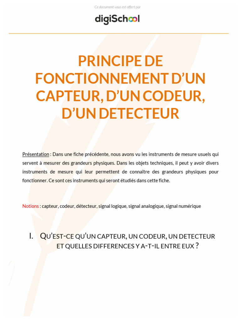 01 Principe-De-Fonctionnement-D-Un-Capteur-Codeur-Et-Detecteur-Technologie-3eme | PDF