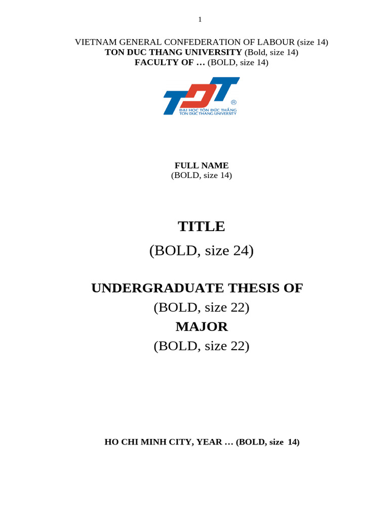 Huong Dan Trinh Bay Khoa Luan TN, Do An TN | PDF