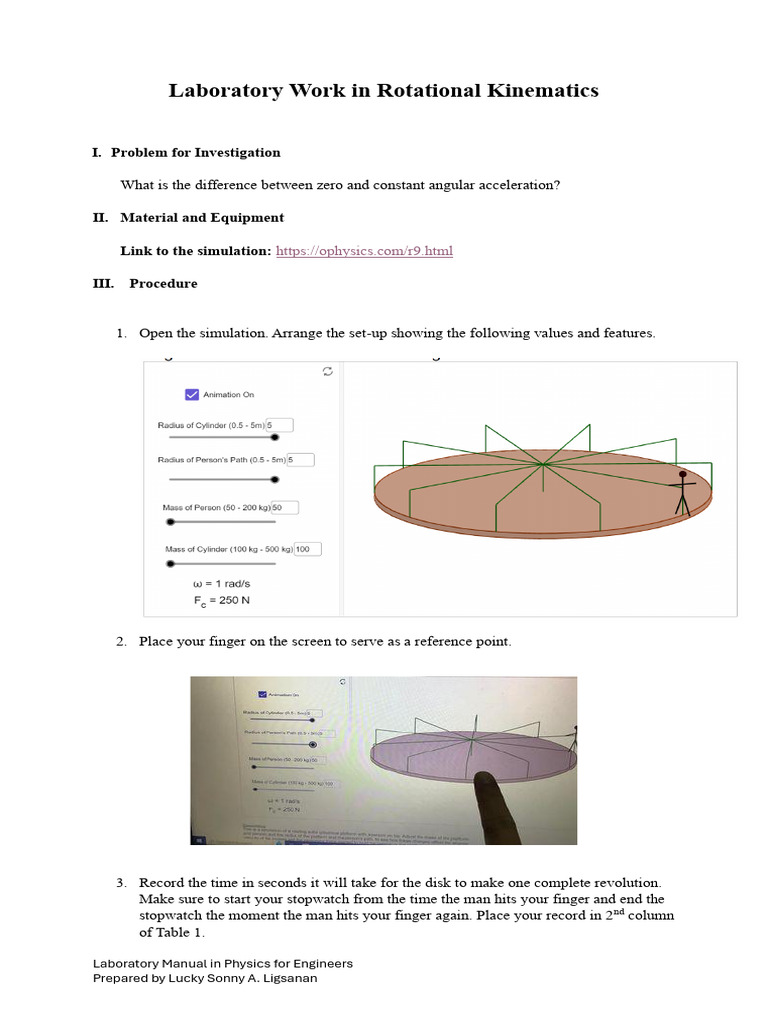 Laboratory Work in Rotational Kinematics | PDF