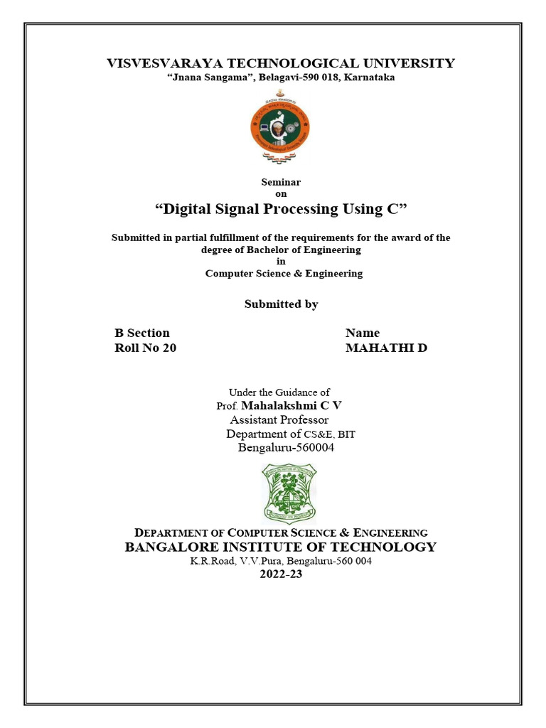 Dsp Implementation Using C Pdf Digital Signal Processor Digital Signal Processing