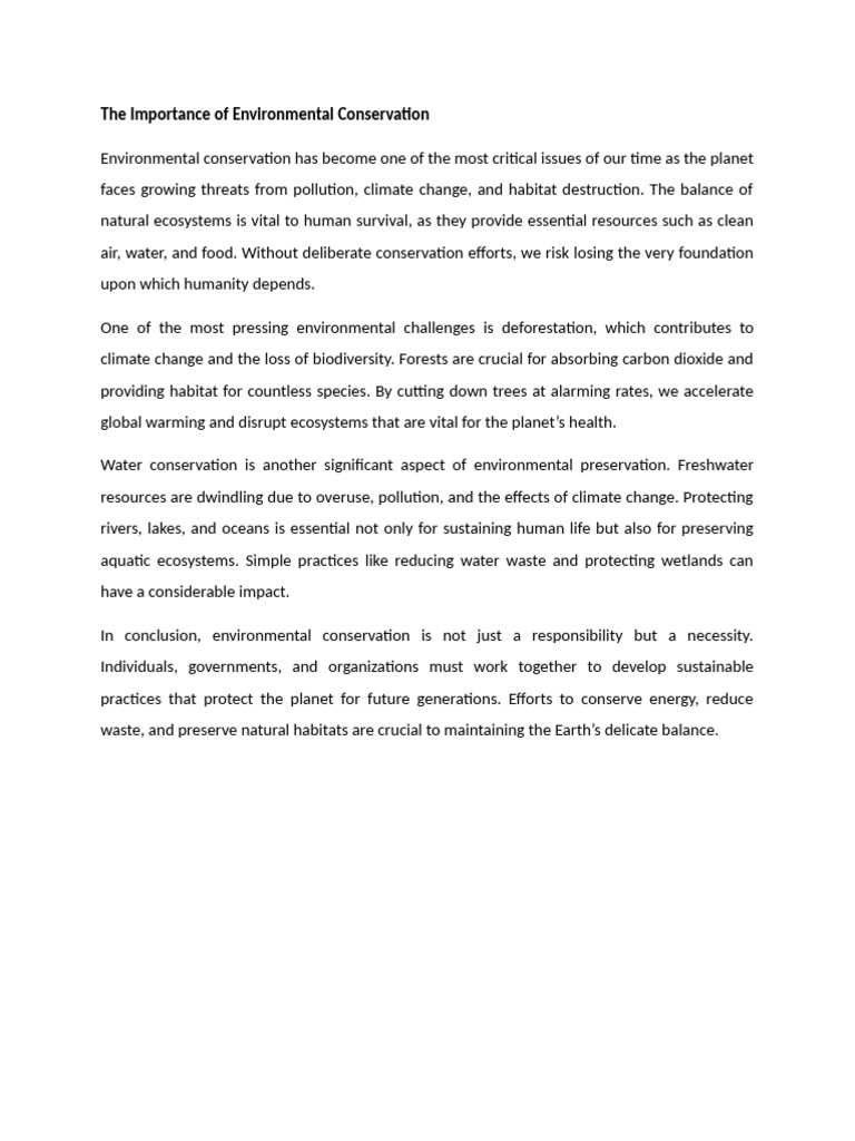 The Importance of Environmental Conservation | PDF