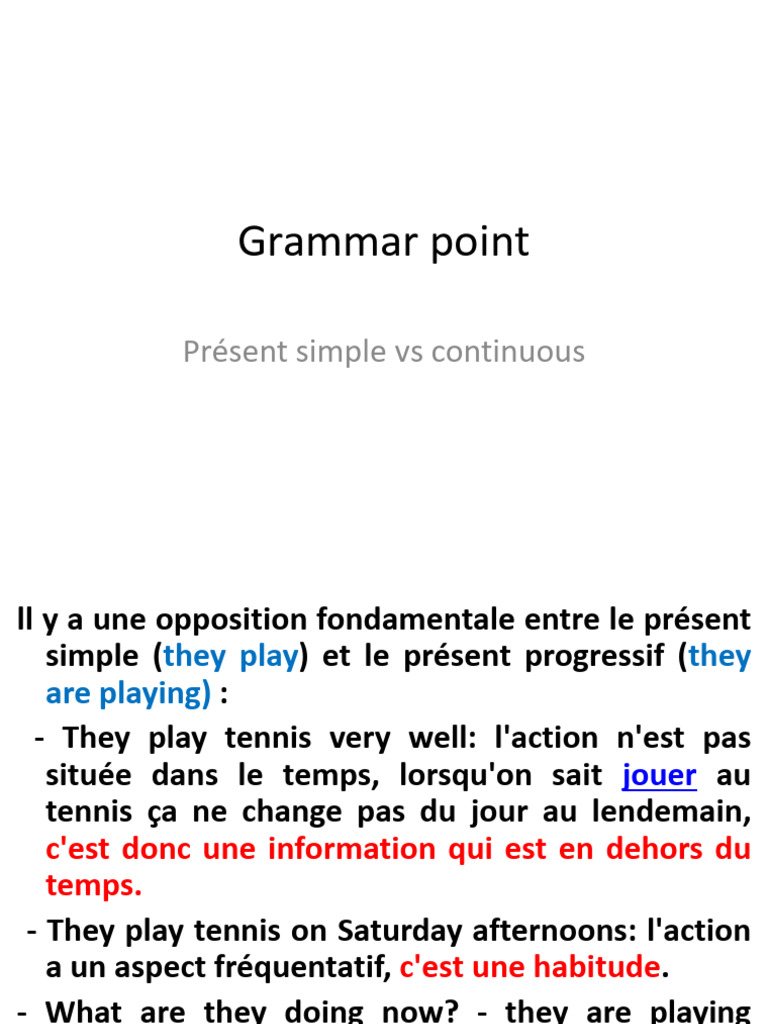 Grammar Point Present | PDF | Language Arts & Discipline