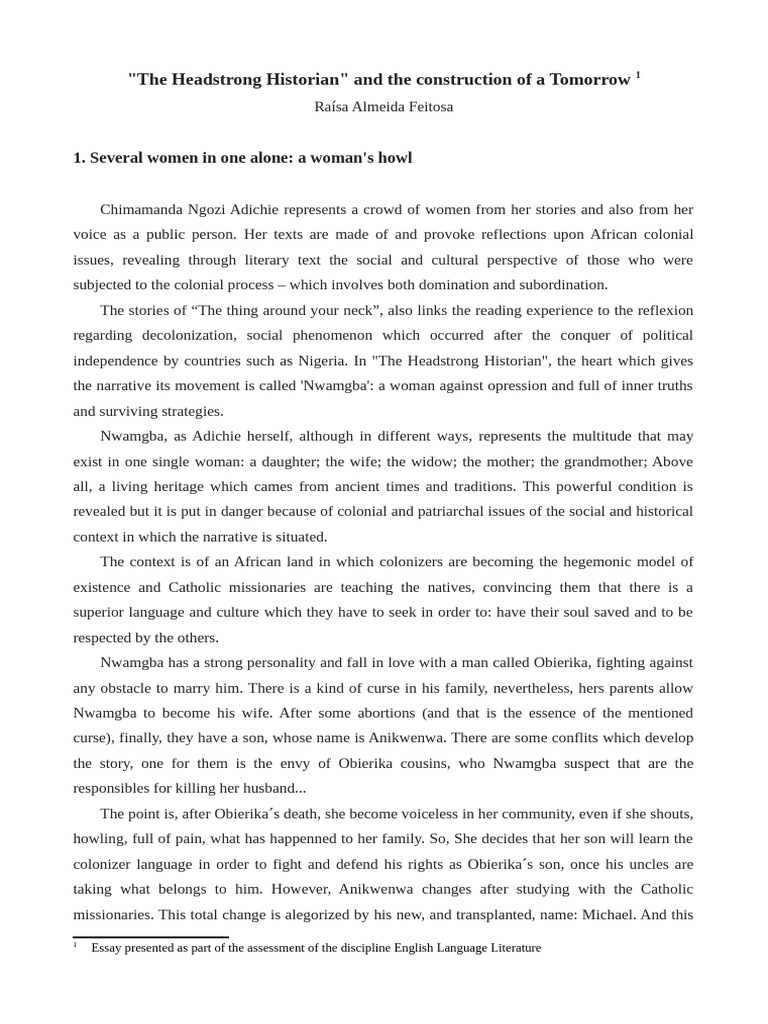 "The Headstrong Historian", by Chimamanda Ngozi Adichie, and The ...