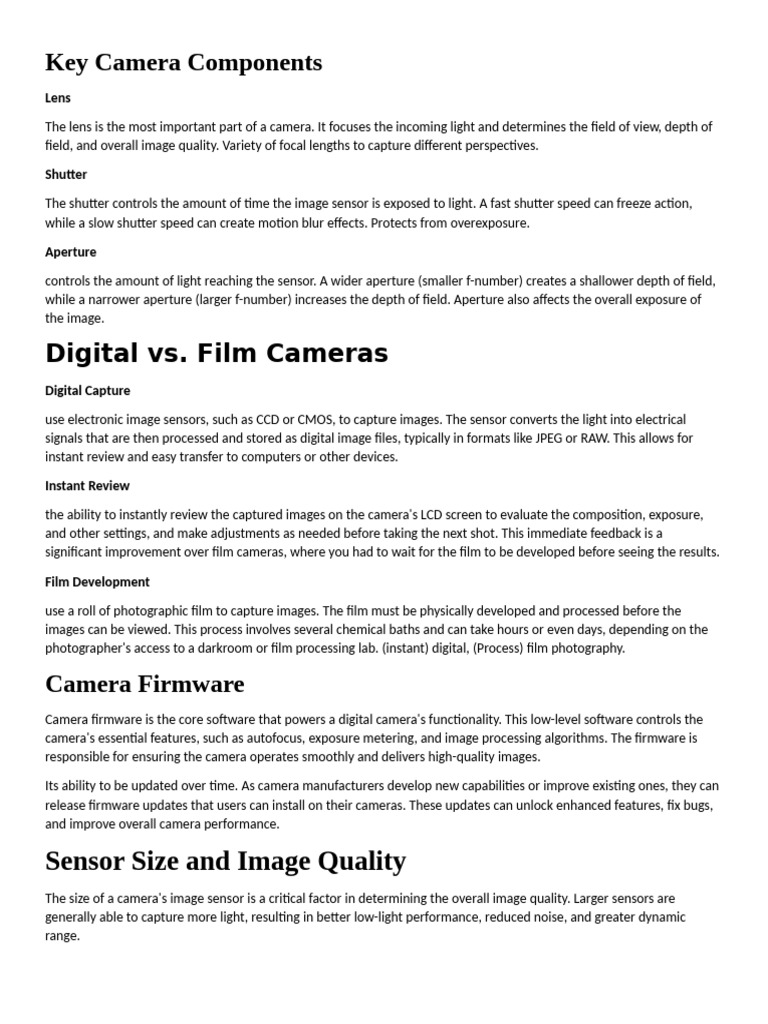 Key Camera Components | PDF