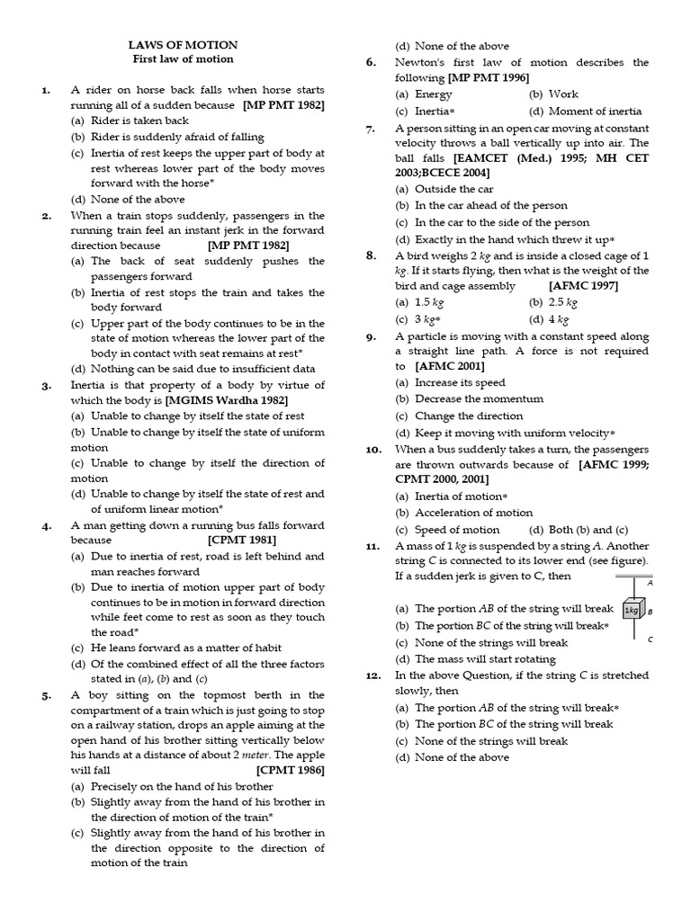 ASSIGNMENTS - Laws of Motion | PDF
