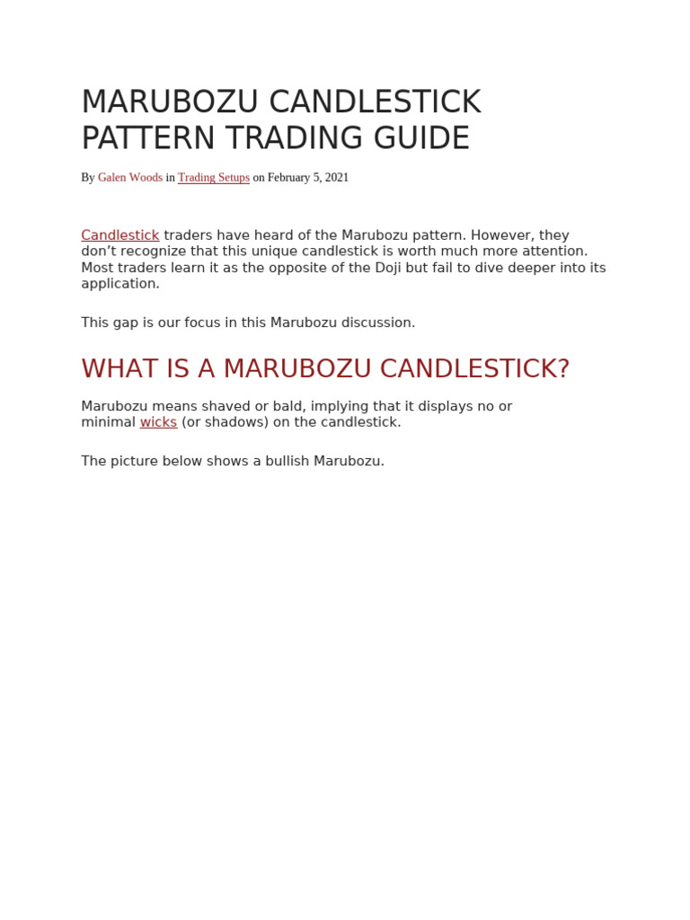 Marubozu Candlestick Pattern Trading Guide | PDF