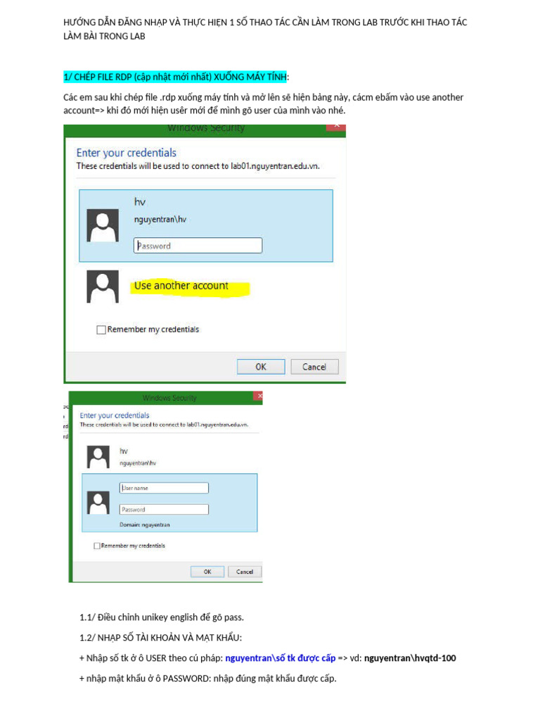 Hướng dẫn vào LAB chép bài TH và đề test về ổ Z làm bài | PDF