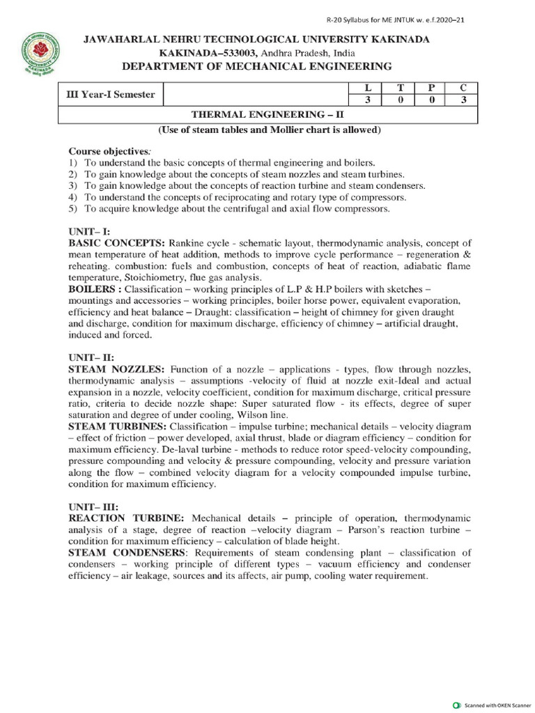 Mech Engg 3-1 CS & Syllabus - UG - R20 | PDF