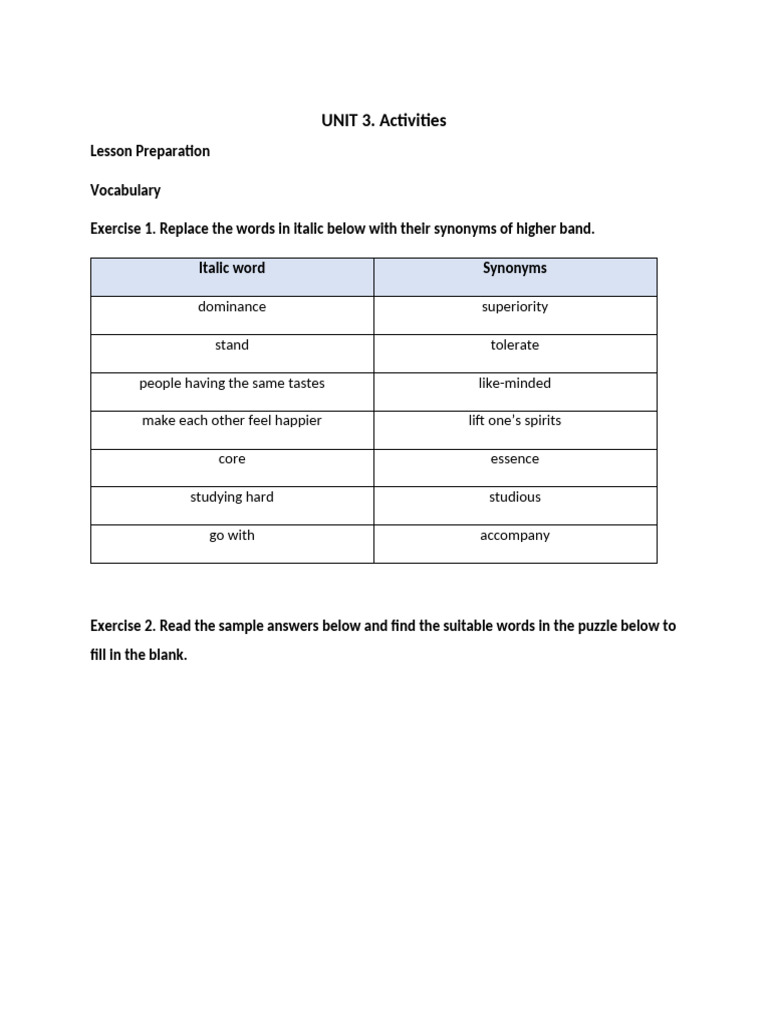 Key - Speaking - Unit 3 - Activities | PDF