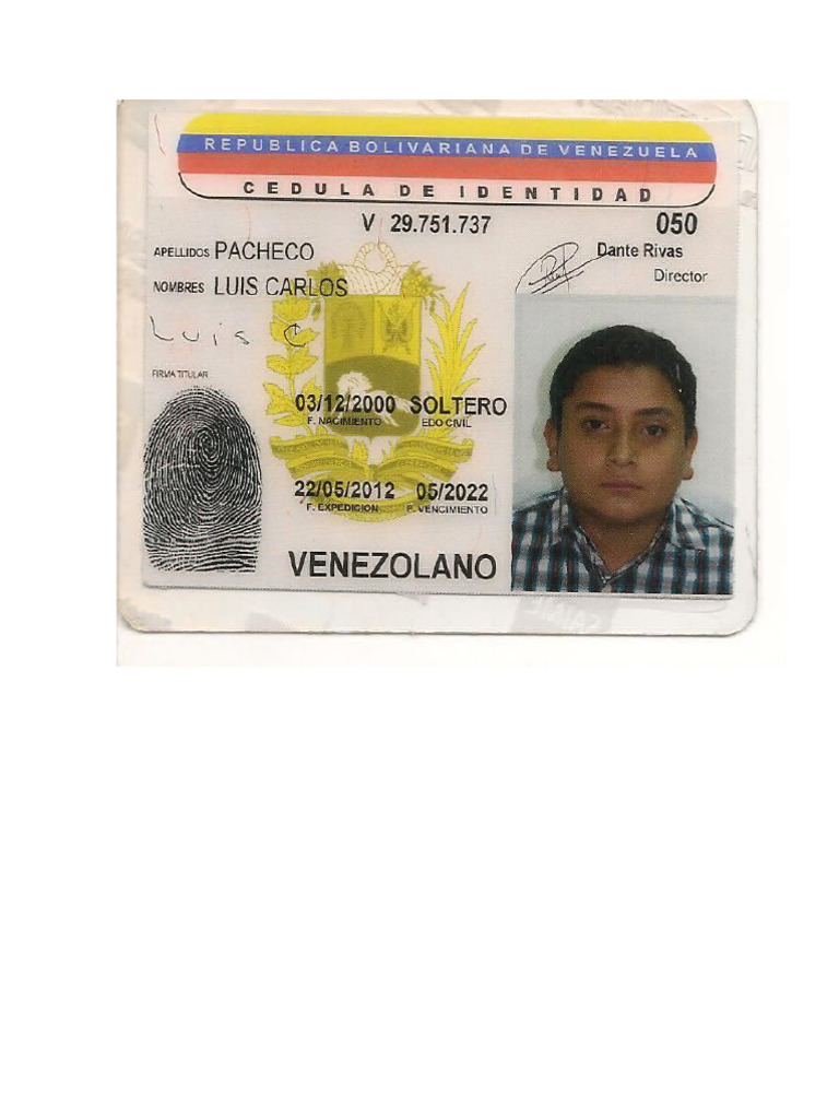 Cedula de Luis Carlos Pacheco | PDF