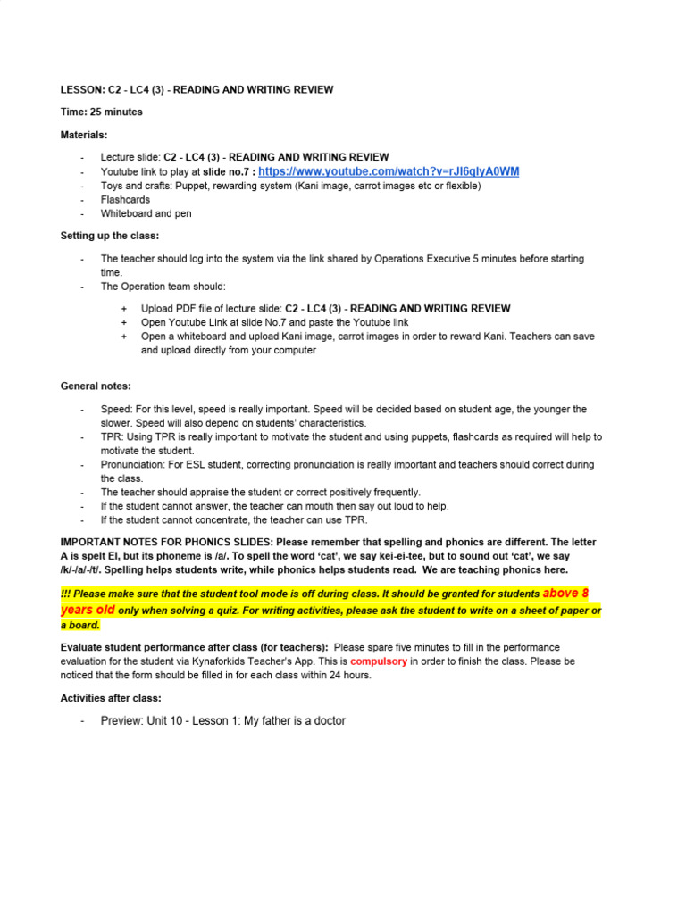 Reading and Writing Review | PDF | Phonics