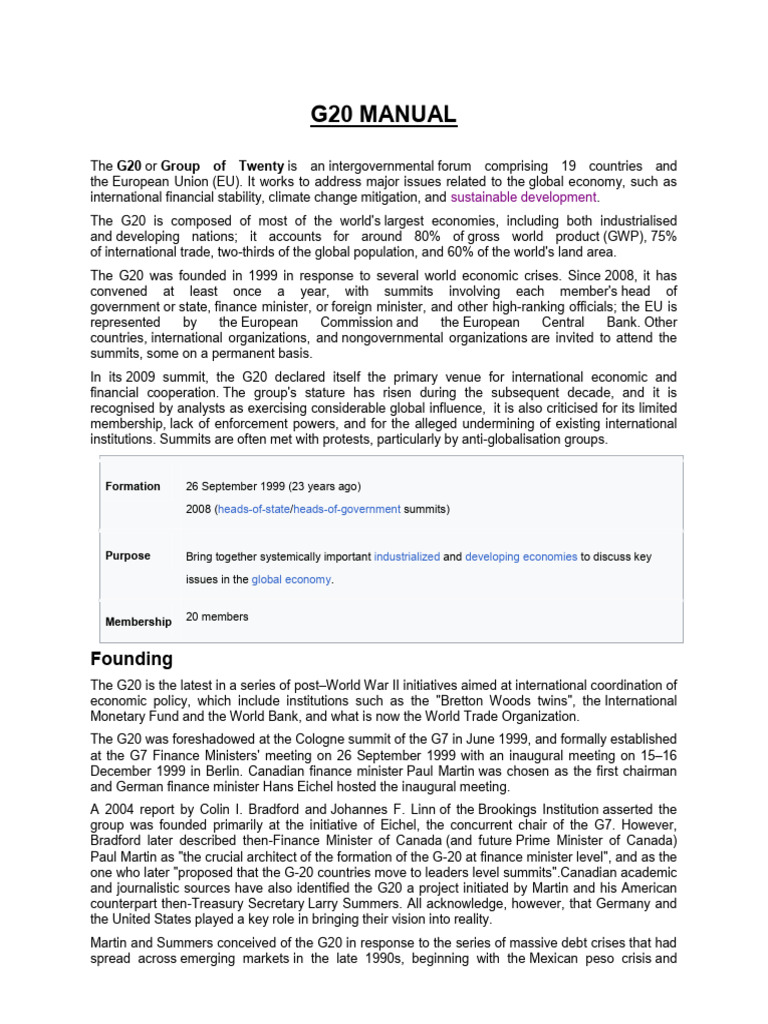 G20 MANUAL PDF | PDF