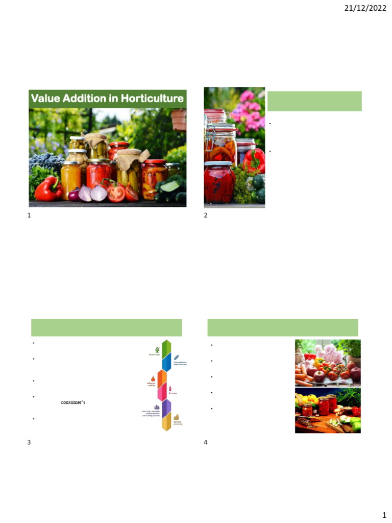 L14 - Value Addition in Horticulture | PDF | Fruit Preserves | Pickling