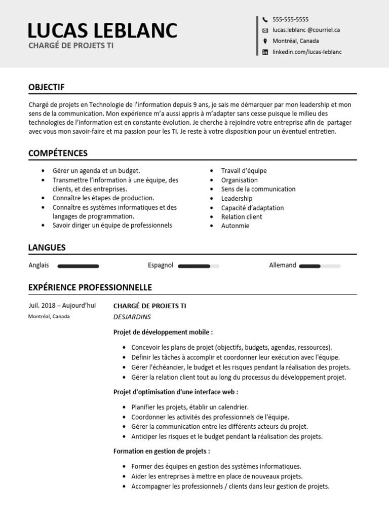 124 Modele CV Canadien | PDF