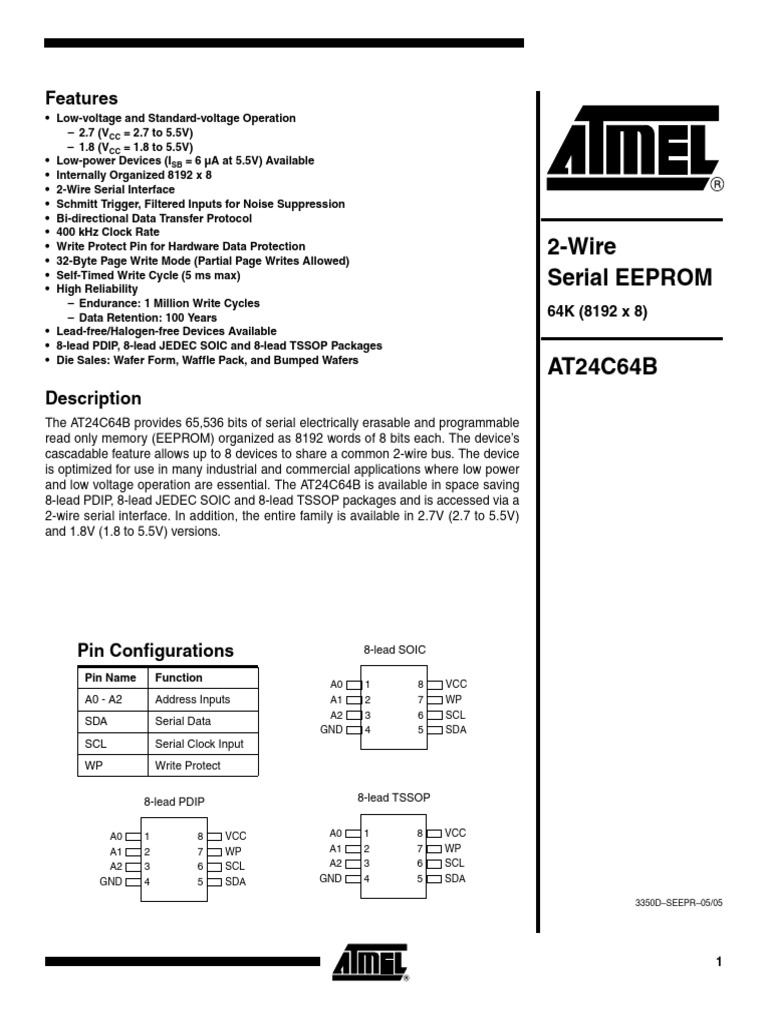 2-Wire Serial EEPROM: Features | PDF