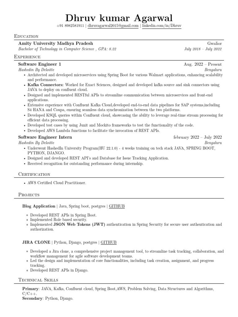 Dhruv Agarwal Resume | PDF