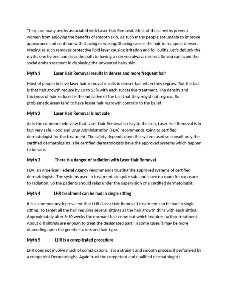 Laser Hair Removal- Myths & Facts | PDF Laser Hair Removal- Myths & Facts | PDF
