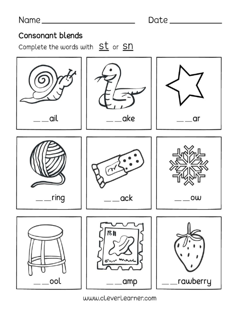Preschool Consonant Blends With S 1i | PDF