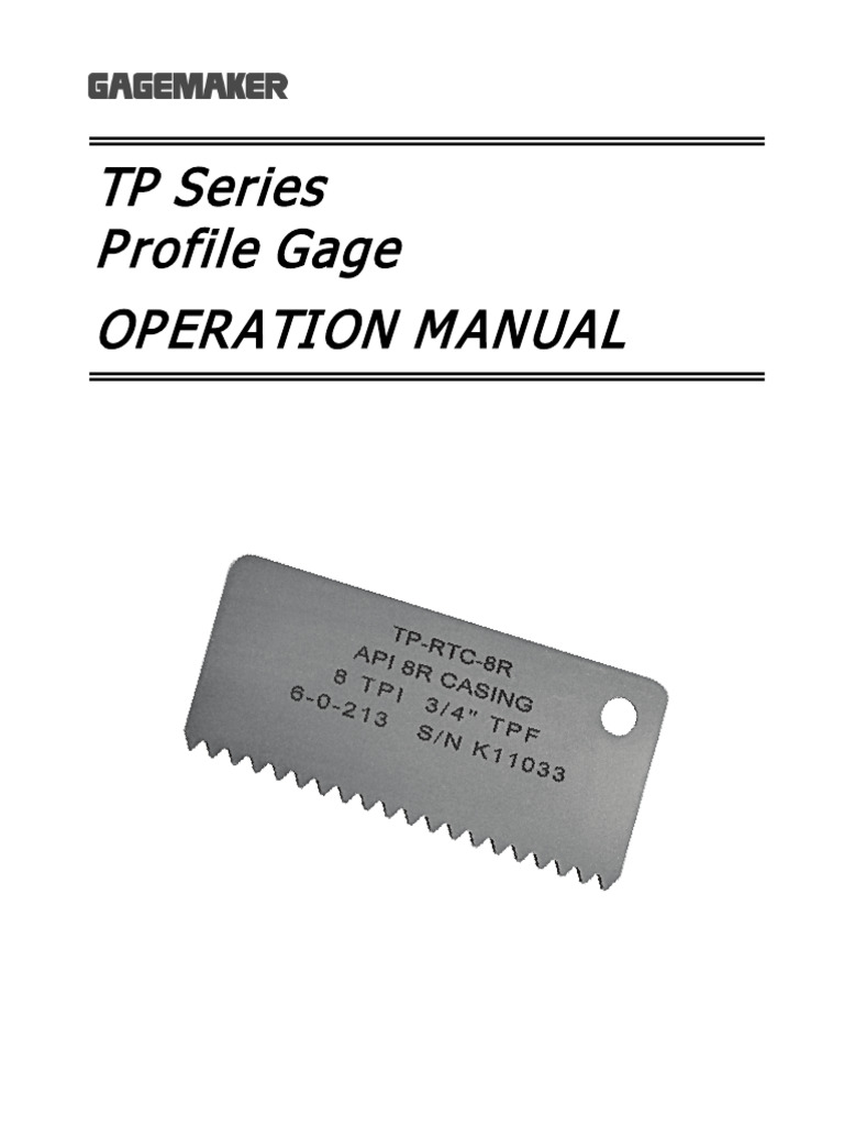 Gagemaker Thread Profile Operation Manual | PDF