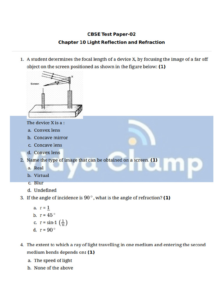Light Chapter 2 Test | PDF