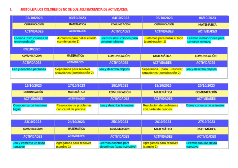 CUADRO TEMATICO - OCTUBRE | PDF