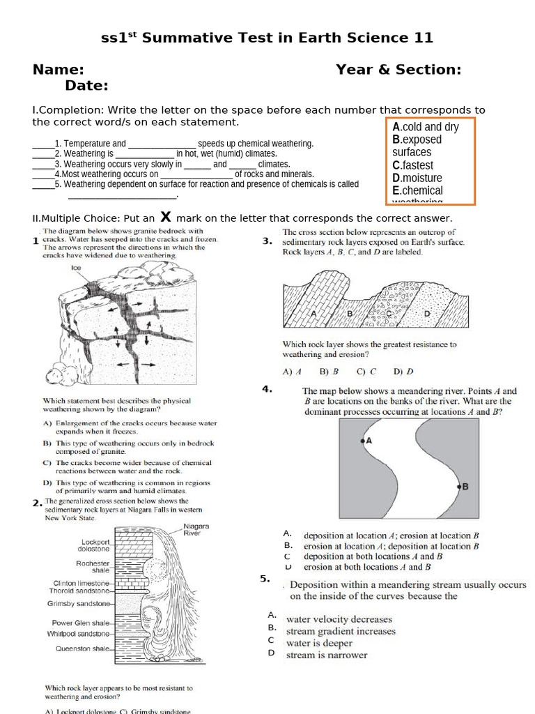 1st Summative Test in Earth Science 11 | PDF