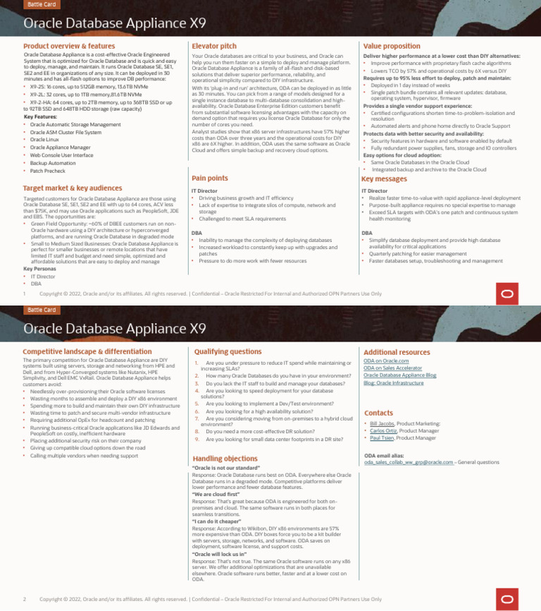 ODA X8 Battlecard - 030122 | PDF